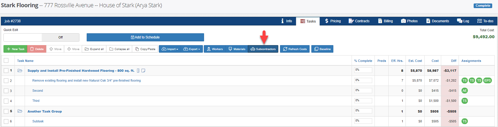 Subcontractor Purchase Orders Report Subcontractor Purchase Orders Report